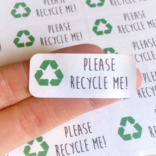 Please Recycle Me Stickers Packaging Environment Glass Rectangle Green ...