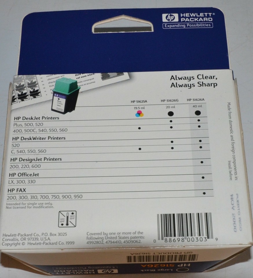 Hewlett Packard HP Large Black Ink Cartridge 51626A Brand New! | eBay