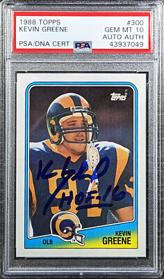 Rams Kevin Greene Signed 1988 Topps #300 Rookie Card Auto 10! PSA/DNA ...