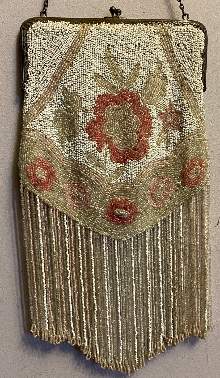 20s Deco Flapper Antique BEADED BAG handmade purse pi… - Gem