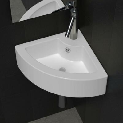 Corner Hand Wash Bathroom Above Counter Wall Mount Sink Bowl Basin w ...