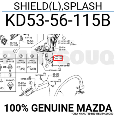 KD5356115B Genuine Mazda SHIELD(L),SPLASH KD53-56-115B | eBay