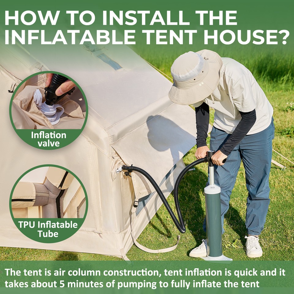 MOPHOTO 6 Person Inflatable Camping Tent with Pump Air Tent Glamping ...