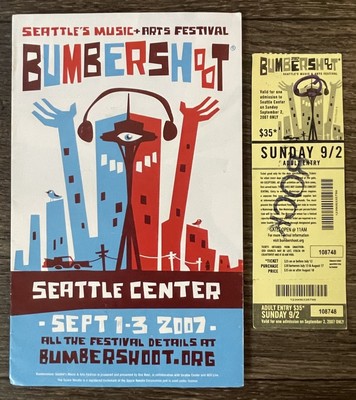 BUMBERSHOOT MUSIC FESTIVAL 2007 POSTER / SCHEDULE + SUNDAY TICKET ...