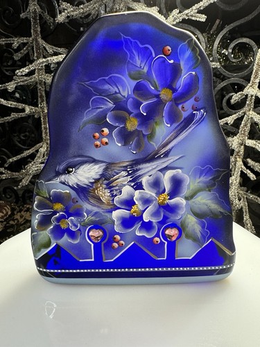 Fenton Art Glass OOAK~Robin Spindler Black Capped Chickadee Cobalt ...