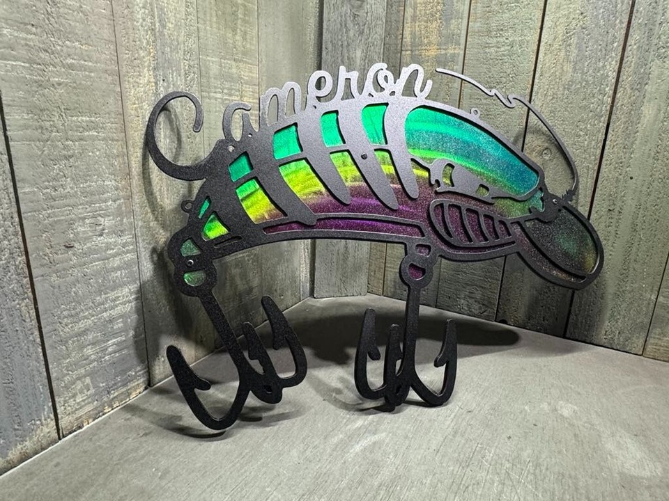 Metal Fishing Lure Custom Name Plasma Cut Sign Art Fishing Lake | eBay