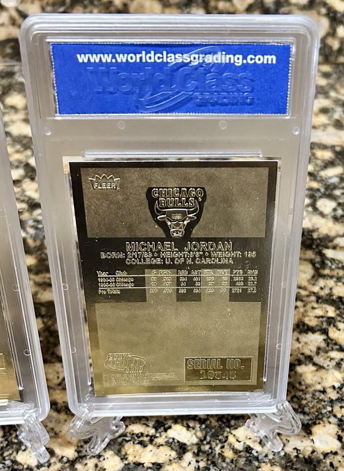 MICHAEL JORDAN FLEER Graded GEM-MT 10 Signature Series 23KT GOLD ROOKIE ...