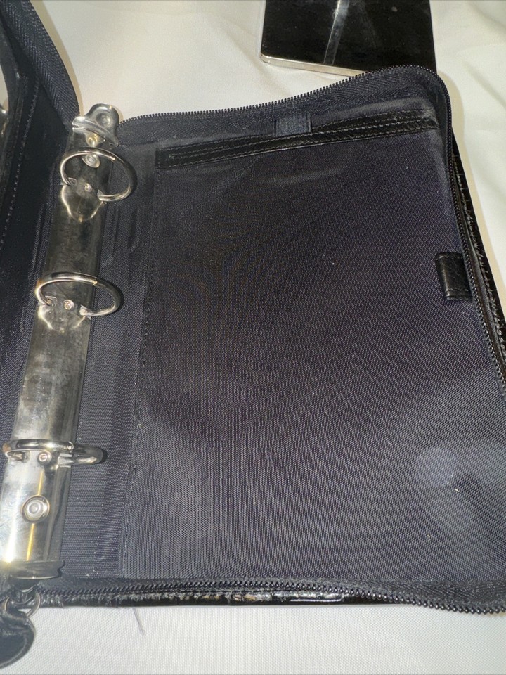 Brighton Black Leather Planner Organizer Agenda Binder 3 Ring 10 X 7.5 ...