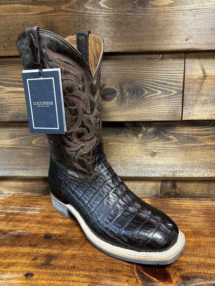 LUCCHESE MEN'S ROWDY HORNBACK CAIMAN WESTERN BOOTS - SQUARE TOE | eBay