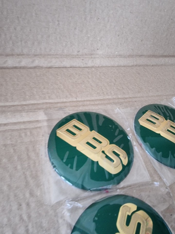NEW SEALED 4x Stickers BBS Wheel Cap Centre Emblems 70mm Sticker Green ...