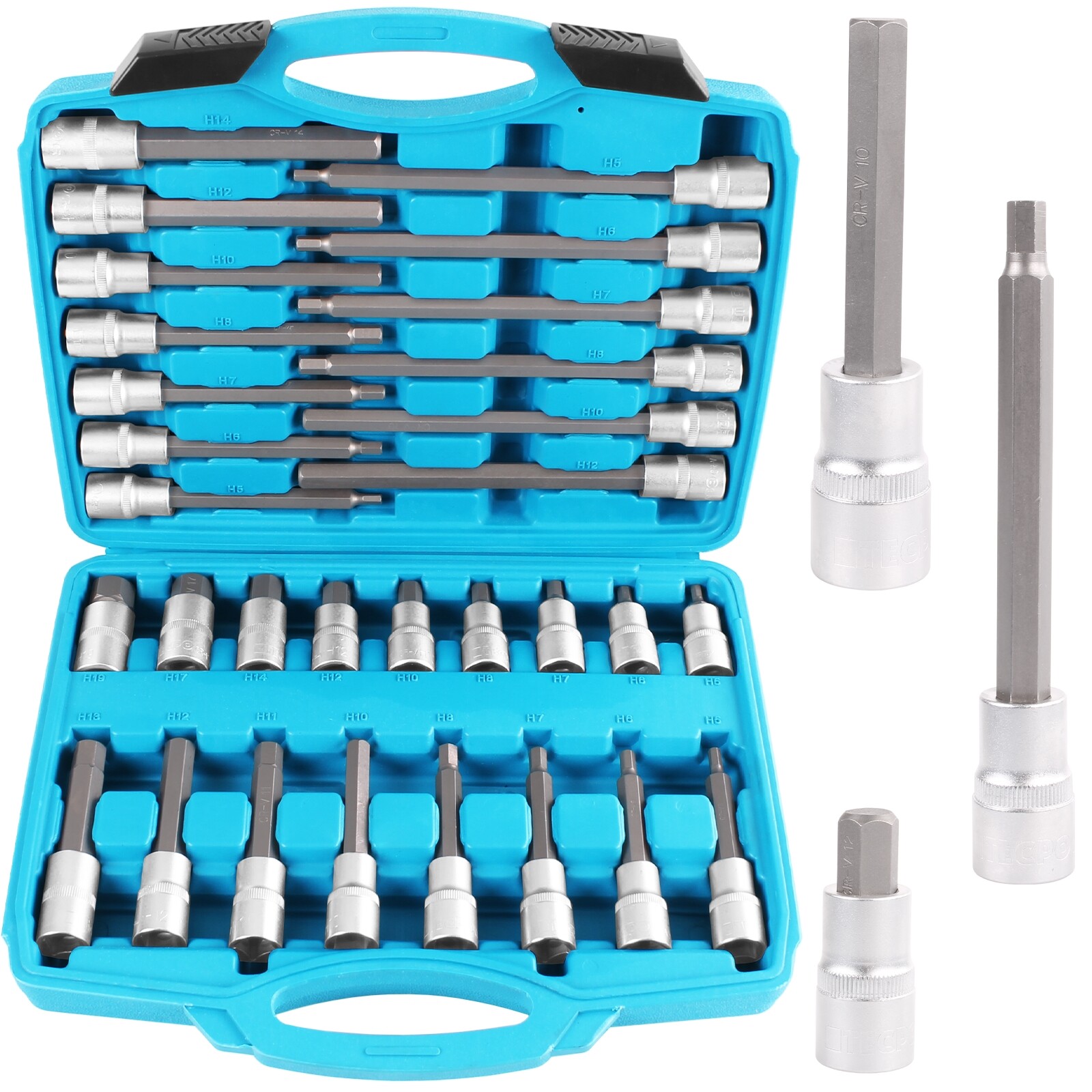 TECPO INNENSECHSKANT STECKSCHLÜSSEL SATZ 1/2 SECHSKANT NÜSSE FÜR INBUS ...