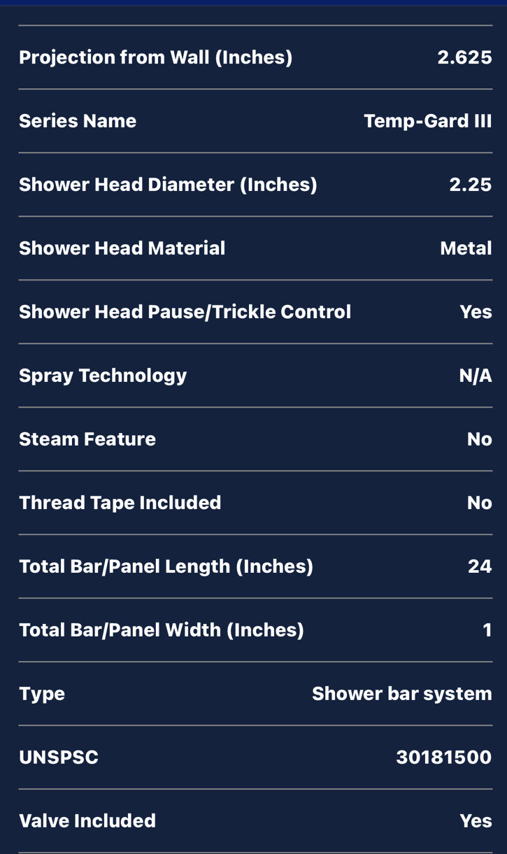Zurn Z7300-SS-MT-HW Temp Gard Shower Unit with Wall Slide bar & 2 ...