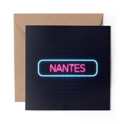 1 x Blank Greeting Card Neon Sign Design Nantes City France #350091 ...
