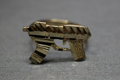 10K Solid Yellow Gold Diamond Cut UZI Gun Ring. Size 6.5 | eBay