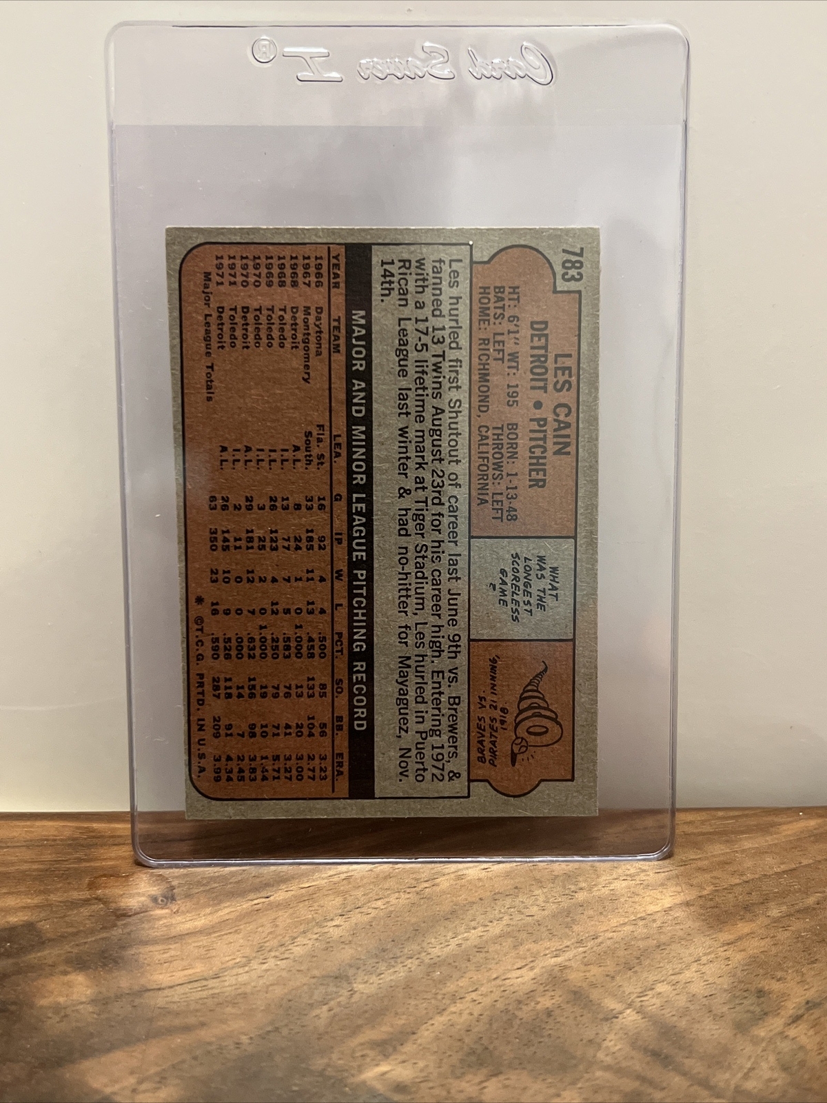 1972 Topps Baseball HI#783 Les Cain EX-MT card High Number NICE! Tigers ...