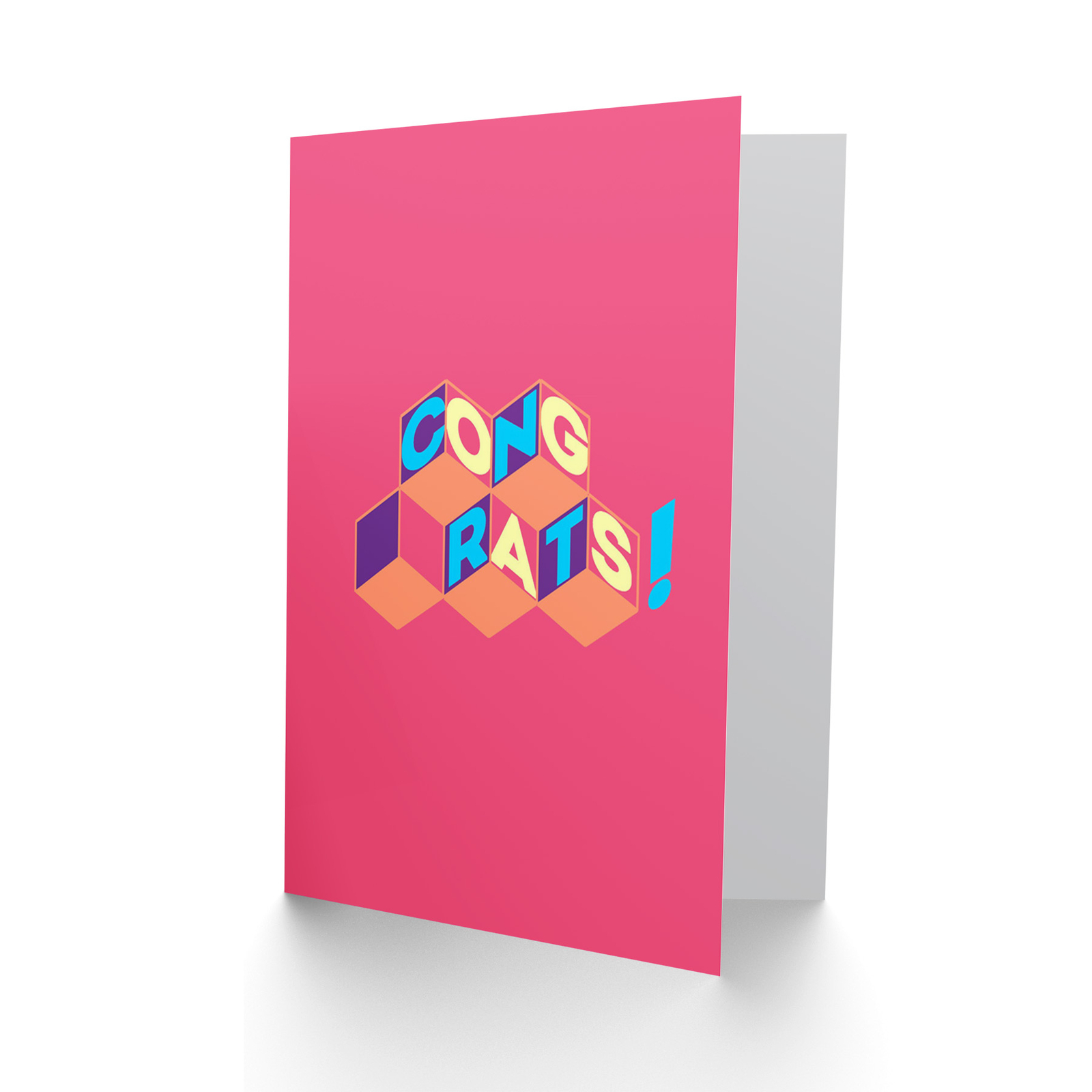 Congrats Blocks Pink Blank Greeting Card With Envelope | eBay