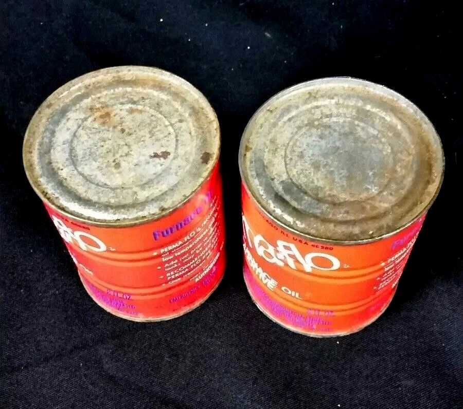 Lot of 2 Perma-flo American Oil Co Furnace oil additive metal cans ...