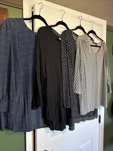 Lot Of 4 Plus Size 3X Tops Black, Navy, Blue Tahari, Max, Philosophy ...