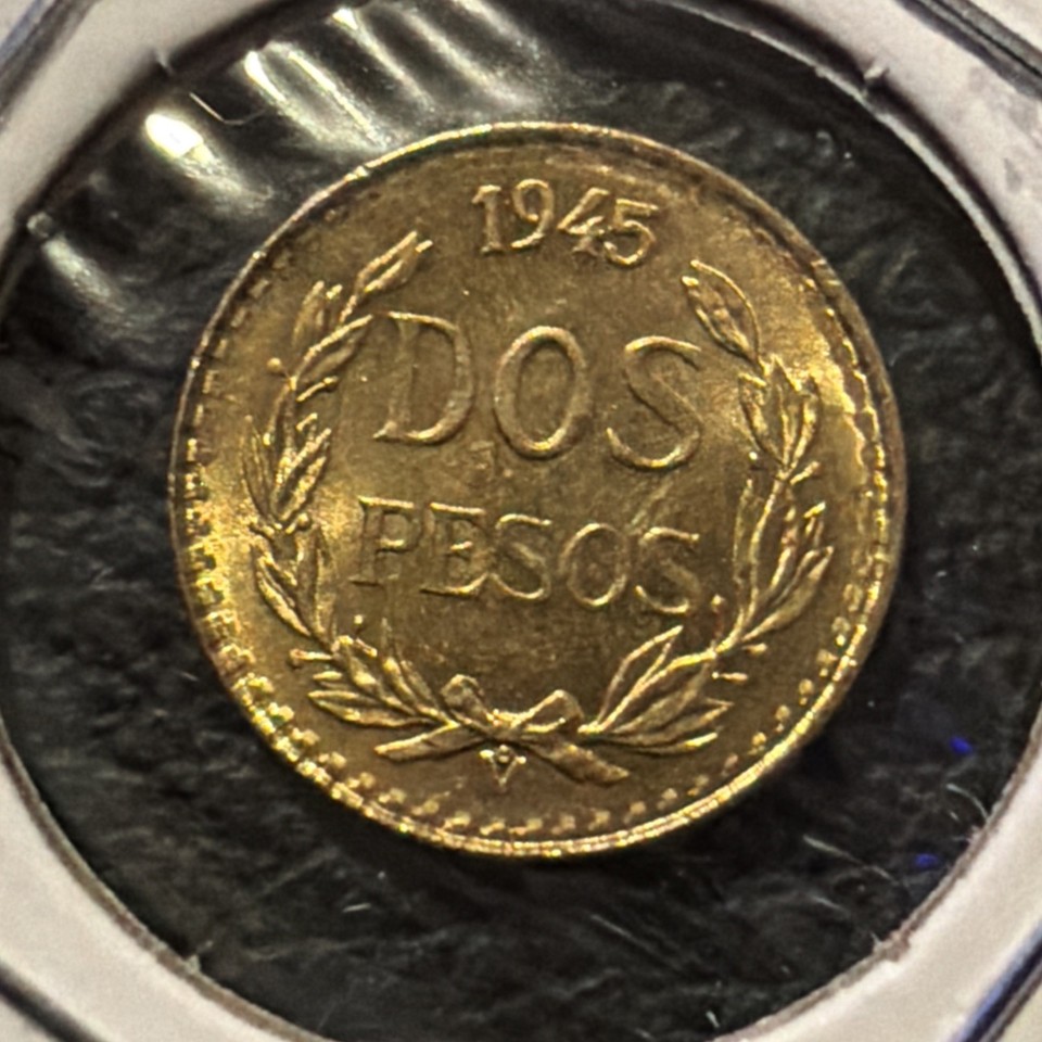 1945 Dos Pesos- 2 Pesos Uncirculated .900 Gold Mexico Coin- Ships Same ...
