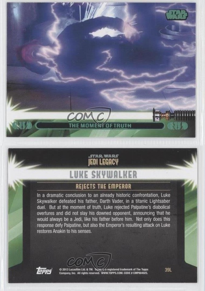 2013 Topps Star Wars Jedi Legacy Green The Moment of Truth Luke ...