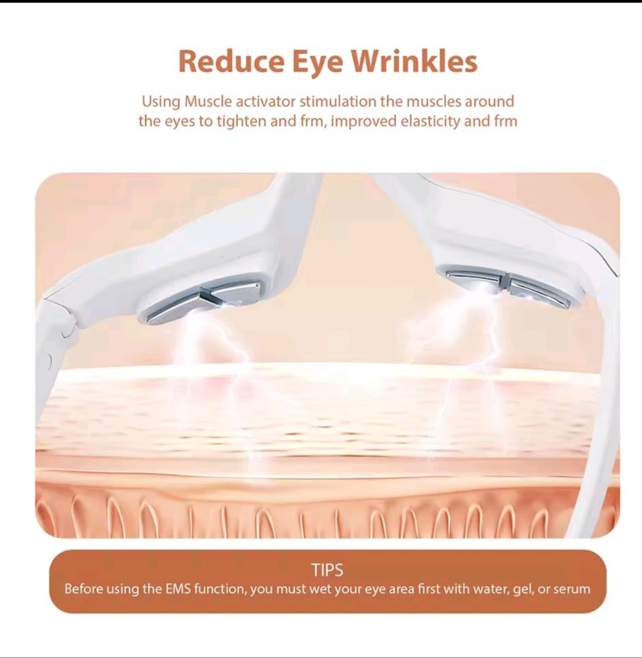 LED Microcurrent Red Light Therapy Eye Massager Device for Dark Circles ...