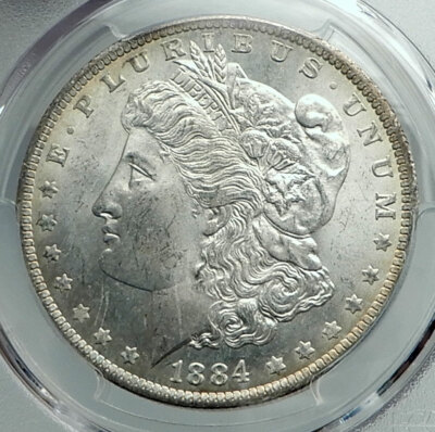 1884 UNITED STATES of America SILVER Morgan US Dollar Coin EAGLE PCGS ...