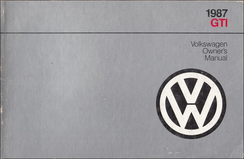 1987 VW GTI Owners Manual Original Volkswagen User Instruction Guide Book | eBay
