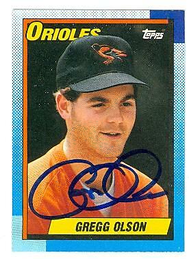 Gregg Olson autographed baseball card (Baltimore Orioles) 1990 Topps ...