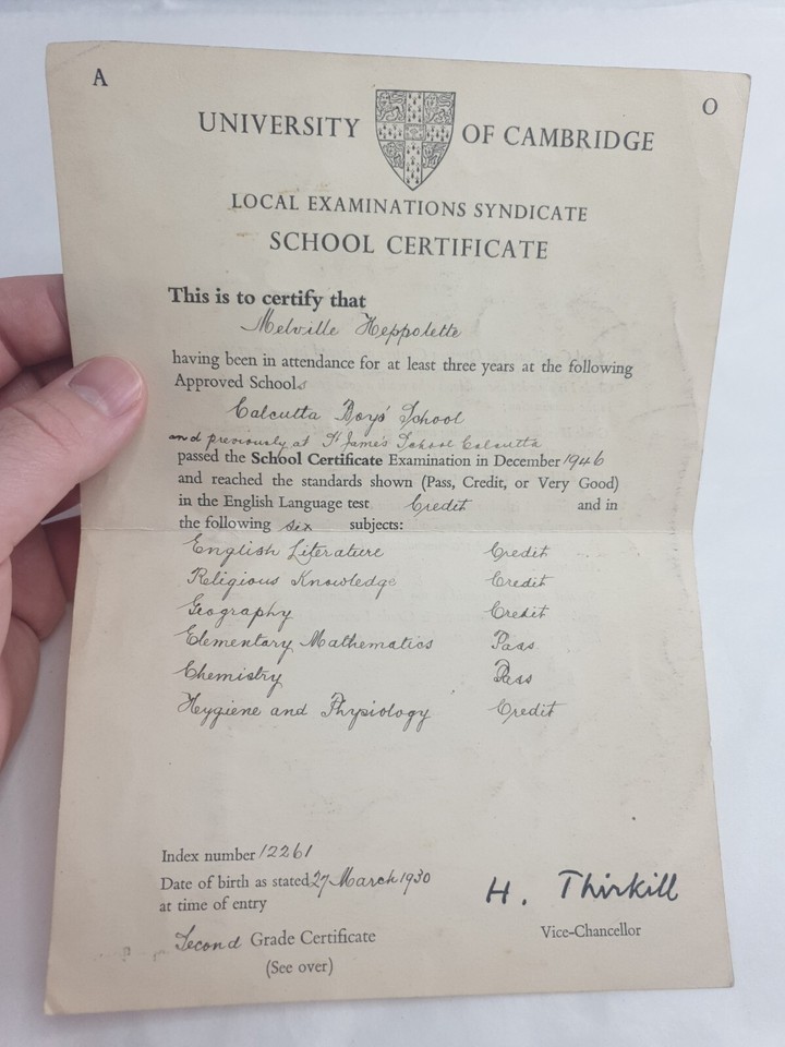 Vintage Letterhead , University of Cambridge 1940s school Certificate ...