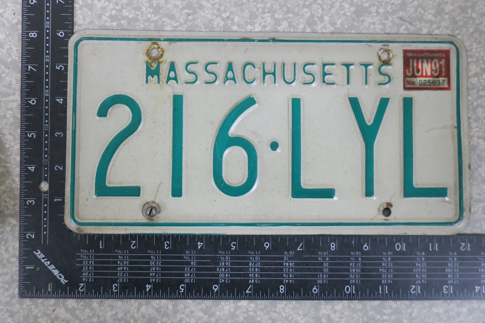 1991 91 MASSACHUSETTS MA MASS LICENSE PLATE TAG # 216-LYL NATURAL ...