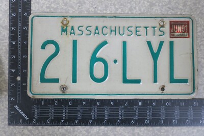 1991 91 MASSACHUSETTS MA MASS LICENSE PLATE TAG # 216-LYL NATURAL ...