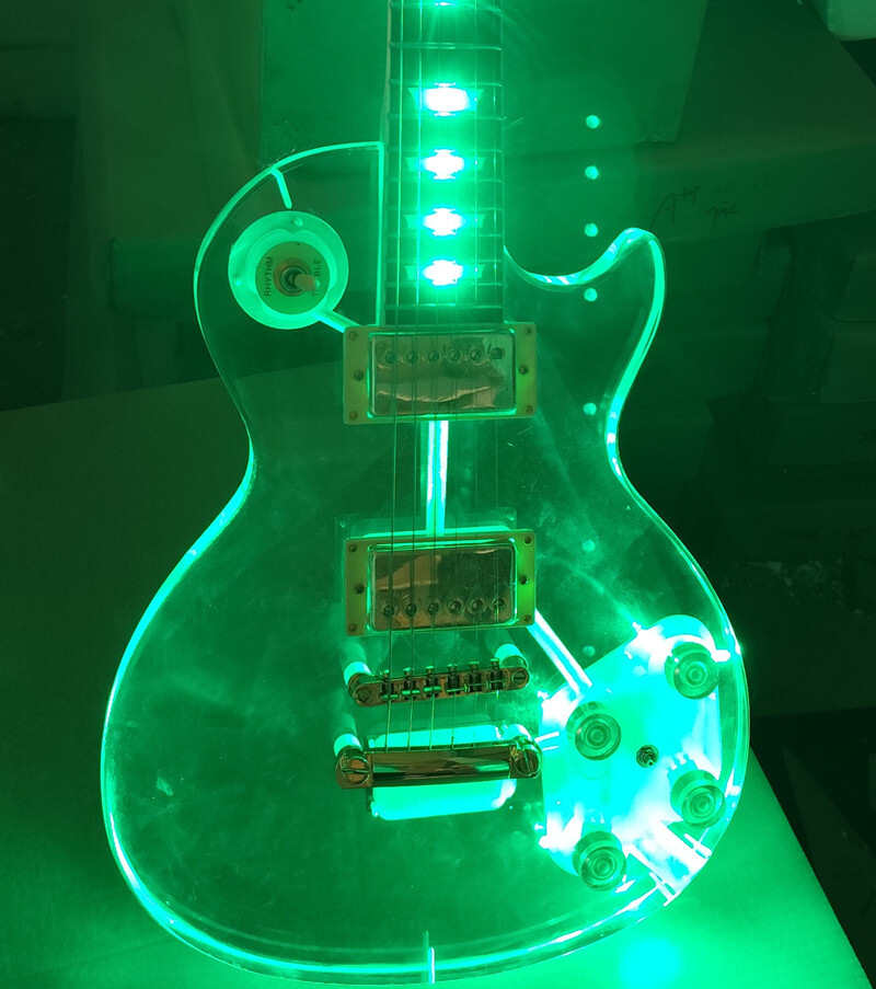 Acrylic Body Clear Electric Guitar 6 strings Maple Neck with Led Lights ...