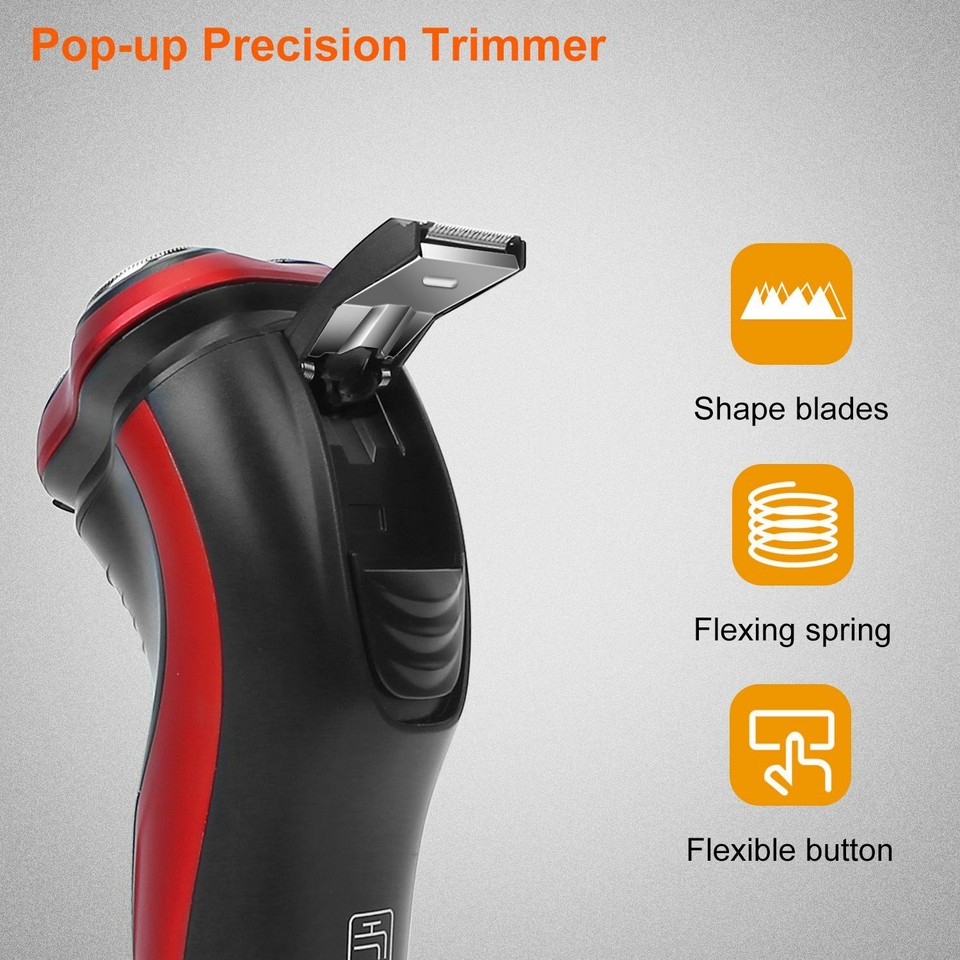 Waterproof Men's Rotary Electric Razor Shaver W/ Pop-up Trimmer Wet ...