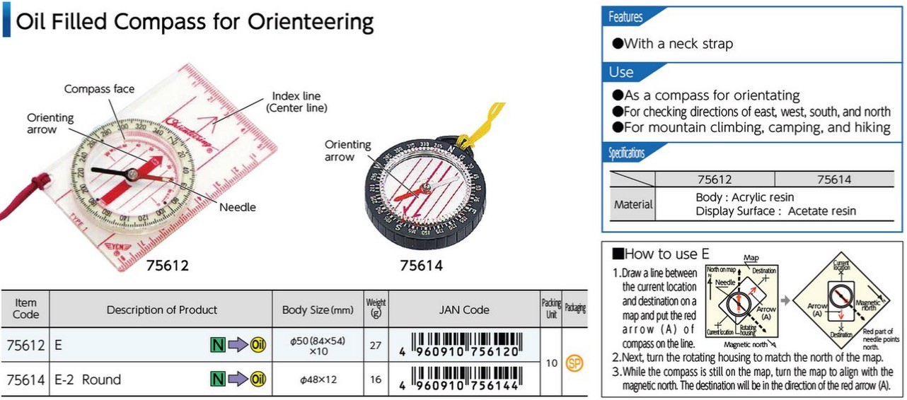 SHINWA Oil Filled Compass for Orienteering Outdoor Camping Tool 75614 ...