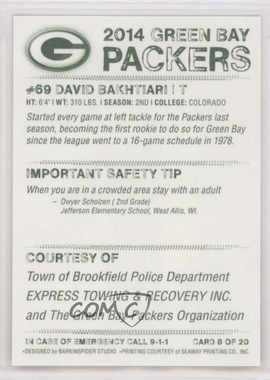 2014 Green Bay Packers Police David Bakhtiari #8 0h1 | eBay