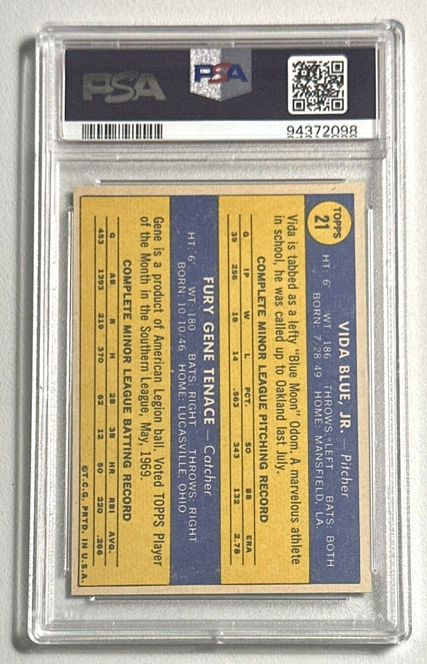 1970 TOPPS VIDA BLUE #21 ROOKIE CARD RC PSA 8 | eBay
