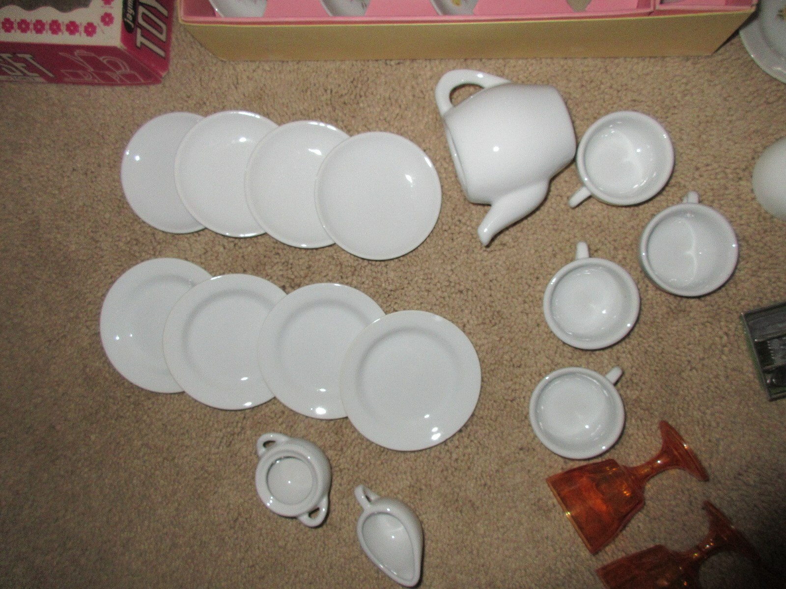 Vintage Silverware Goblets China Childs Toy Tea set Dinner Yellow Rose ...