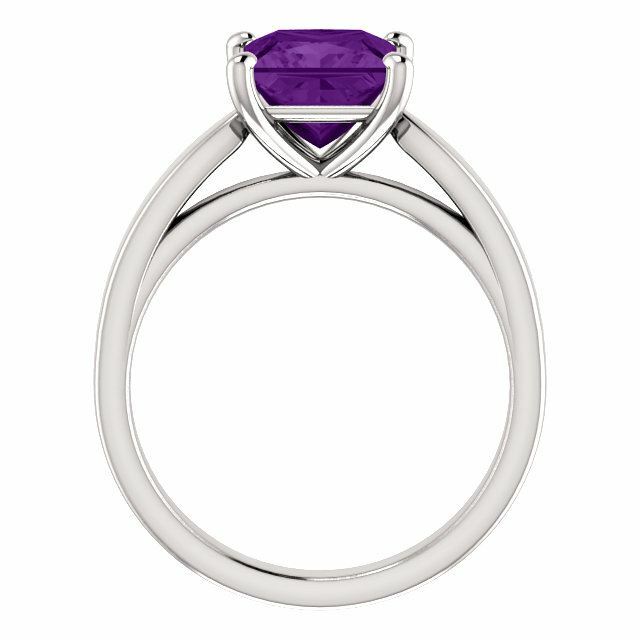 Sterling Silver Square/Princess Cut Solitaire Ring Setting - Tapered ...