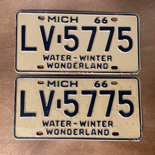 1966 Michigan License Plate Pair # LV-5775 | eBay
