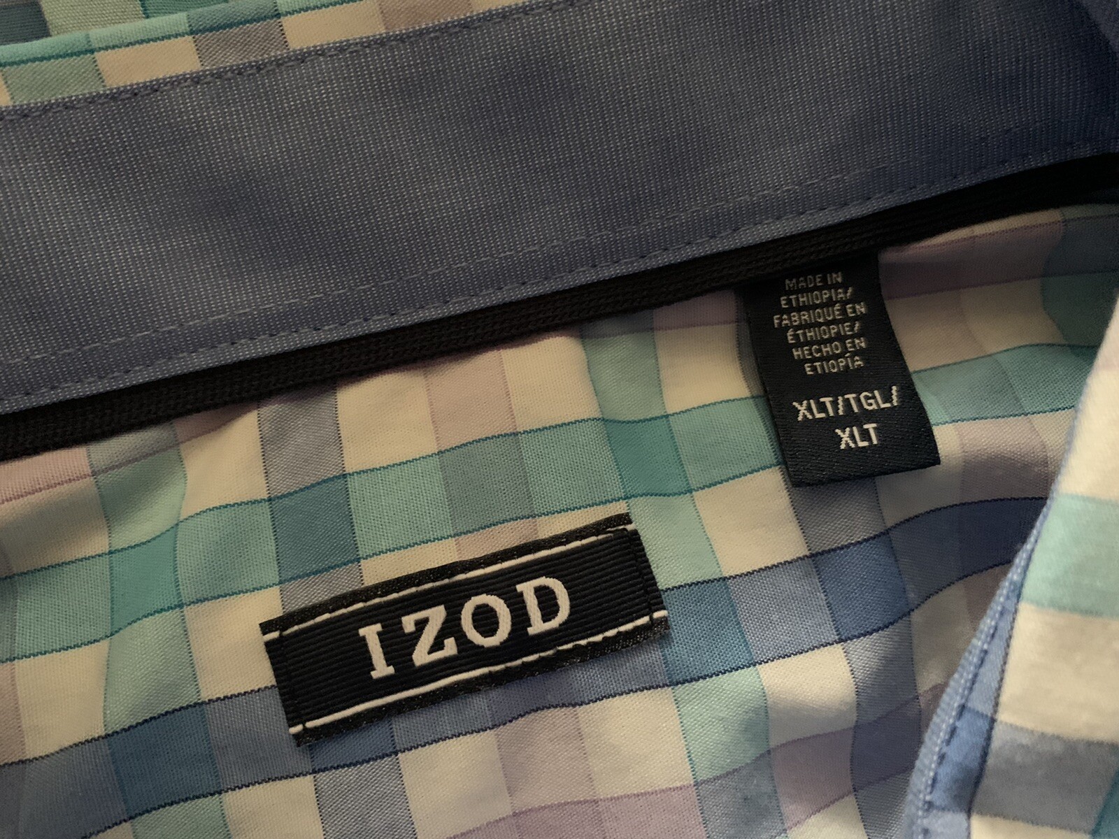 NWT XLT Izod Blue Purple Plaid Grid Button Shirt Pastel Spring Big Tall ...