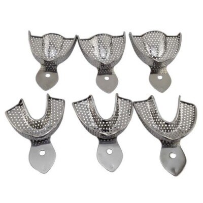 Dental Stainless Steel Autoclavable Metal Impression Trays S/M/L Upper ...