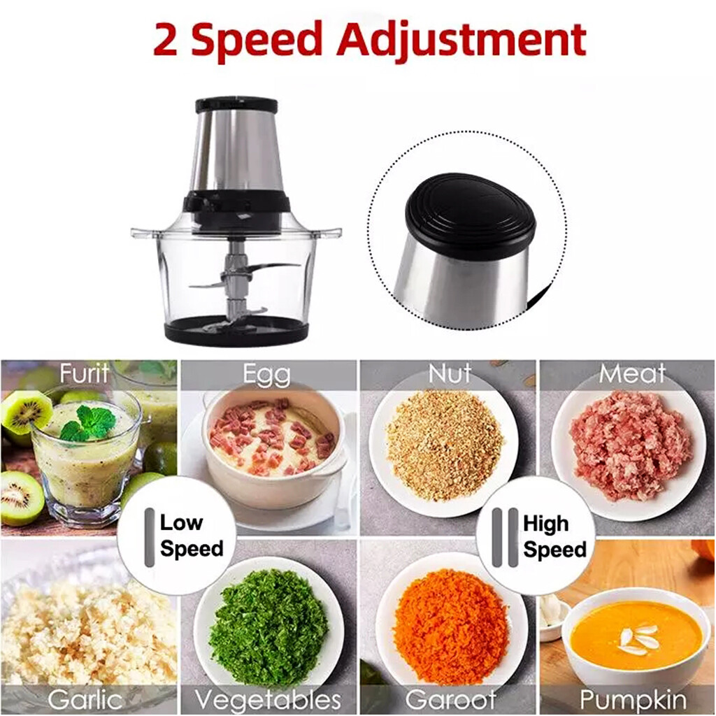 Food Processor Blender 2L Chopper Mixer Meat Spices Grinder Smoothie ...