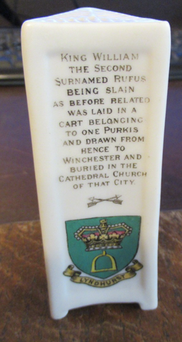 WH Goss Crested China Rufus Stone matching Lyndhurst crest | eBay