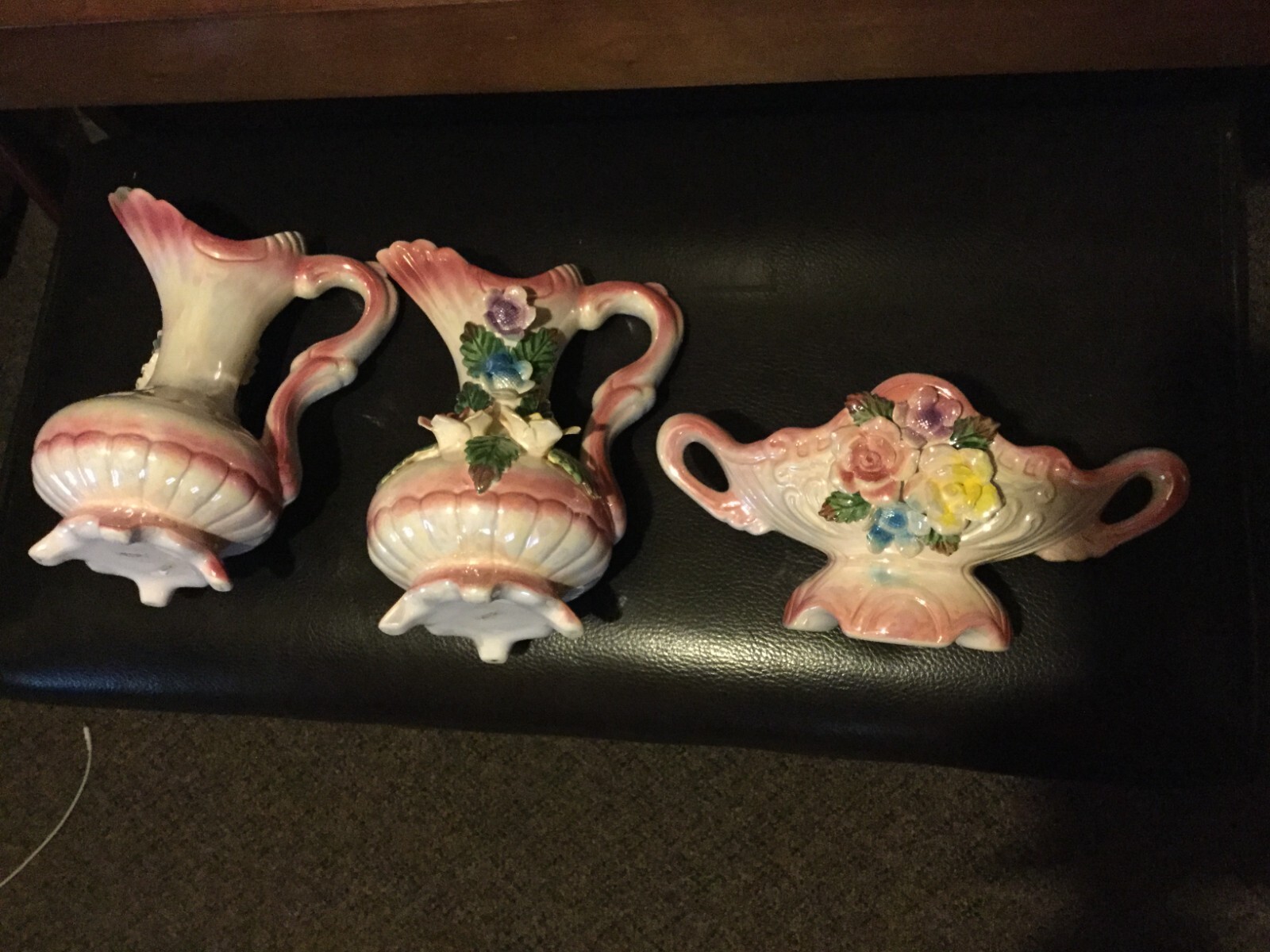 Beautiful Three Piece Ceramic Vintage Pitchers With Oval Serving Bowl ...