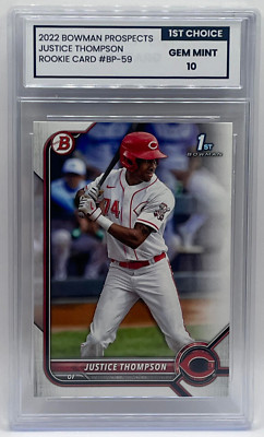 2022 Bowman Prospects JUSTICE THOMPSON Rookie #59 REDS 1st Choice Gem ...
