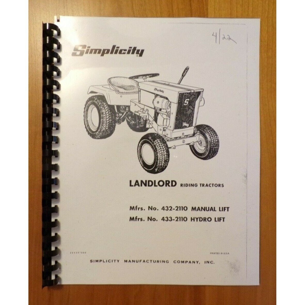 Simplicity Landlord manual 432-2210 , 433-2210 36 pages Gloss covers ...