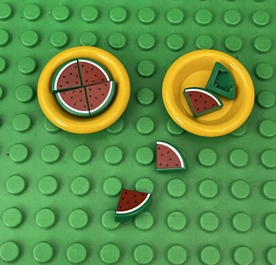 Lego 8 pieces quarter round 1x1 tile with watermelon pattern,2 dinner ...