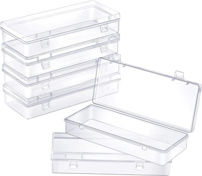 6 Pack Small Plastic Storage Containers with Hinged Lids, Rectangle ...