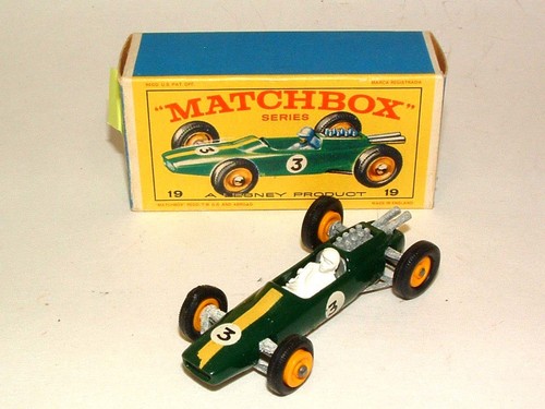 1960s MATCHBOX DIE CAST TOY # 19 GREEN LOTUS ( # 3 ) RACING CAR MINT IN ...