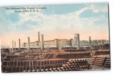Postcard Robinson Clay Product Company Akron Ohio Factory Nine CT ...